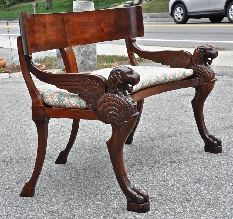 Rare 19th Century Walnut Klismos Bench at 1stDibs