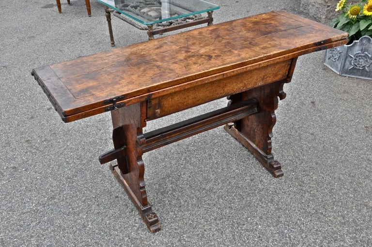 Late 17th Century Italian Walnut Fold over Top Dough Table at 1stDibs