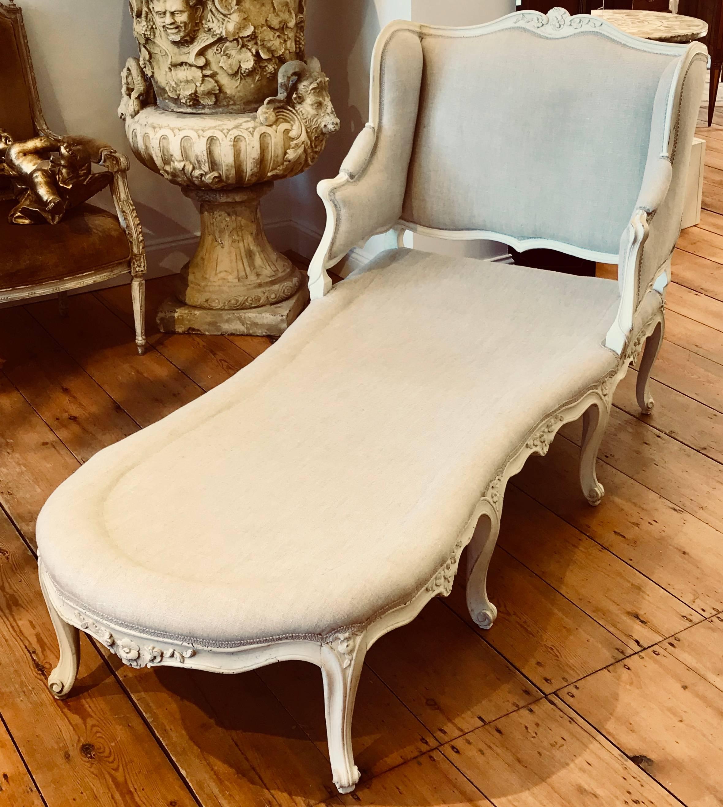 Late 18th or Early 19th Century Painted Louis XV Chaise Longue at 1stDibs