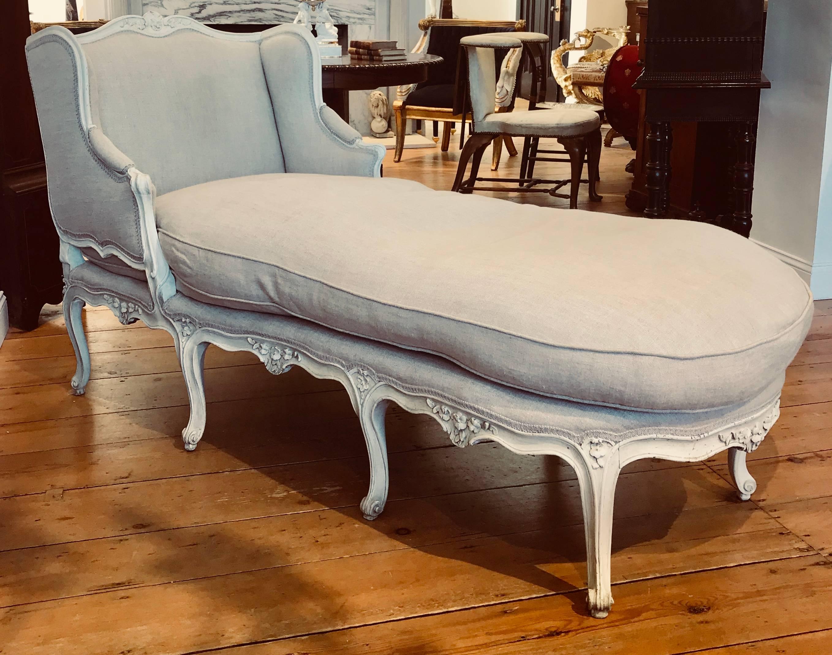 Late 18th or Early 19th Century Painted Louis XV Chaise Longue at 1stDibs