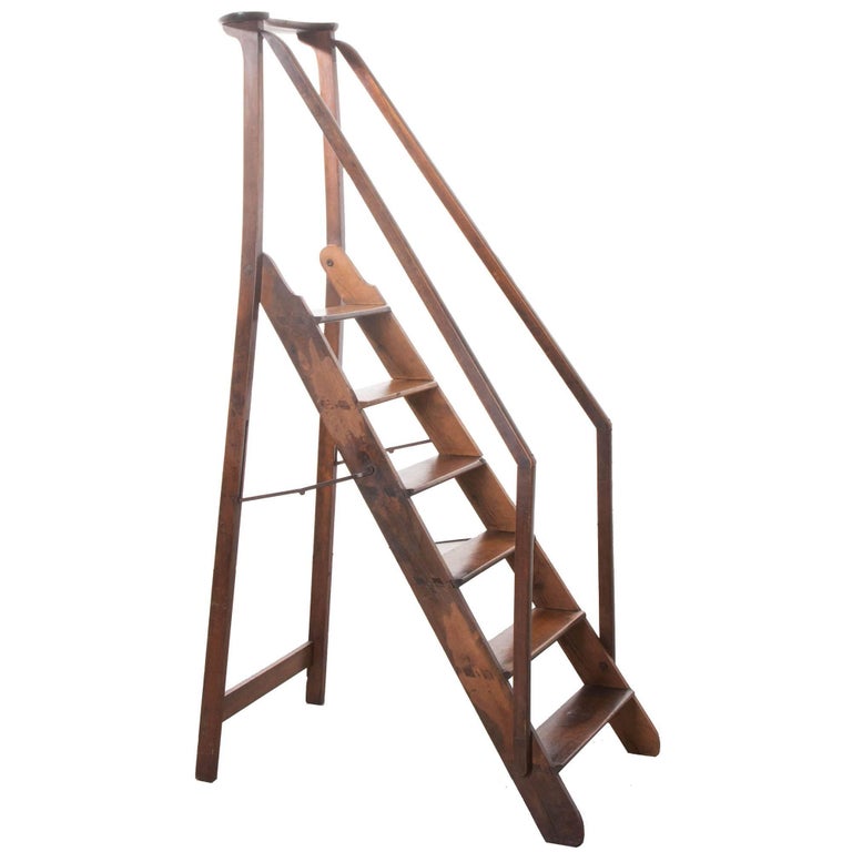 French 19th Century Walnut Folding Library Ladder at 1stDibs