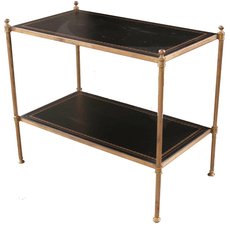 English Early 20th Century Brass And Leather Étagère At 1stdibs
