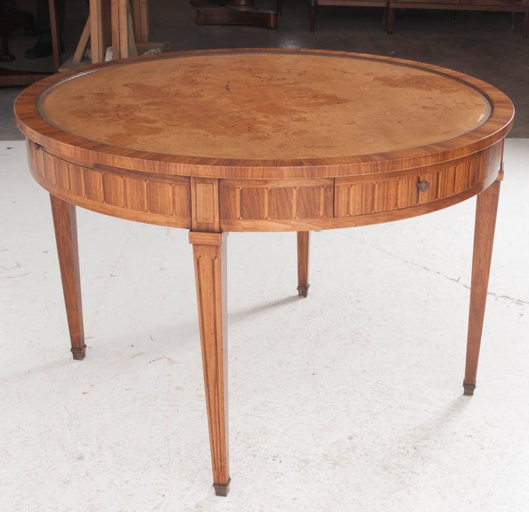 French 19th Century Directoire Round Leather Top Table at 1stDibs