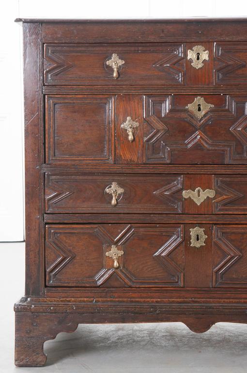 18th Century English Jacobean Oak Chest of Drawers at 1stDibs