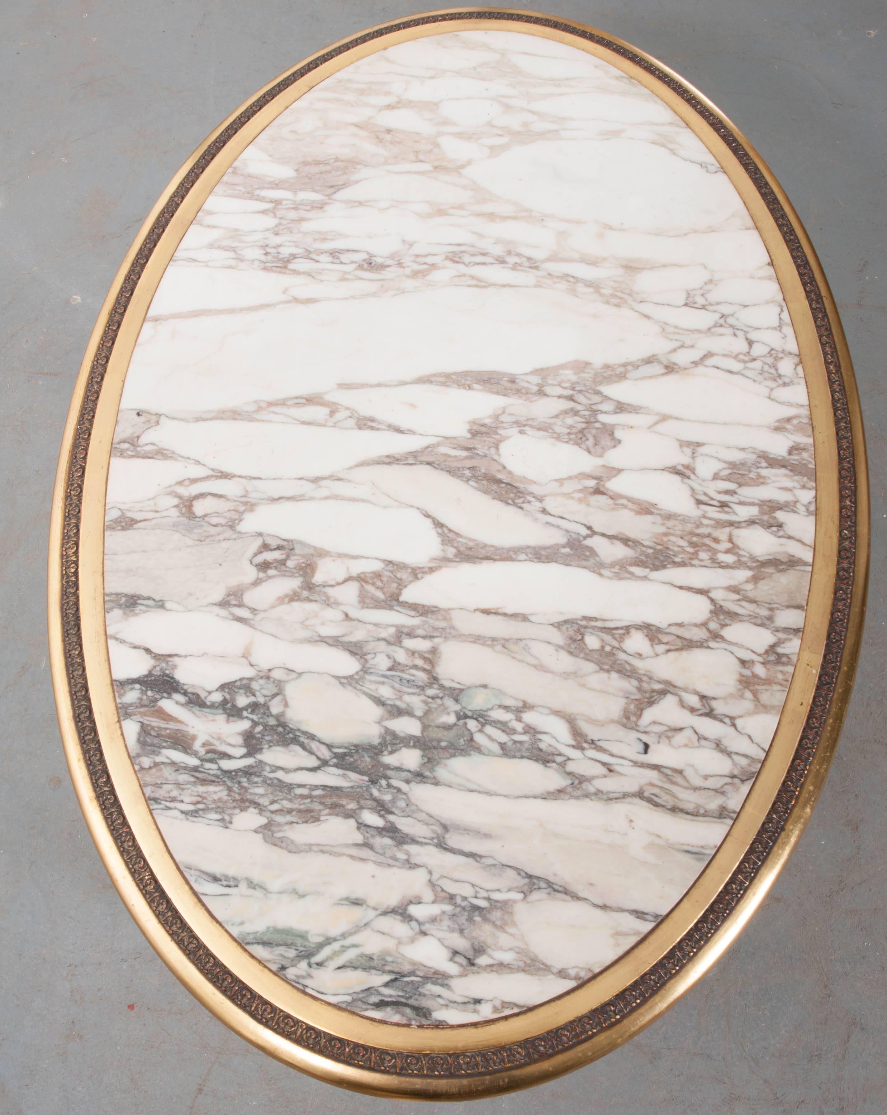 French 19th Century Louis XVI Oval Gold Gilt Table with Marble Top at ...