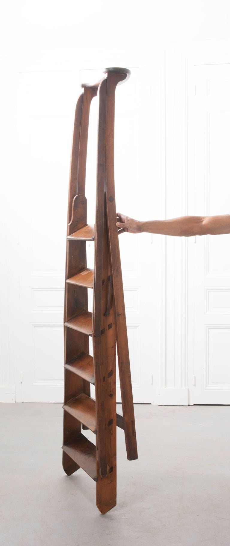 French 19th Century Walnut Folding Library Ladder at 1stDibs