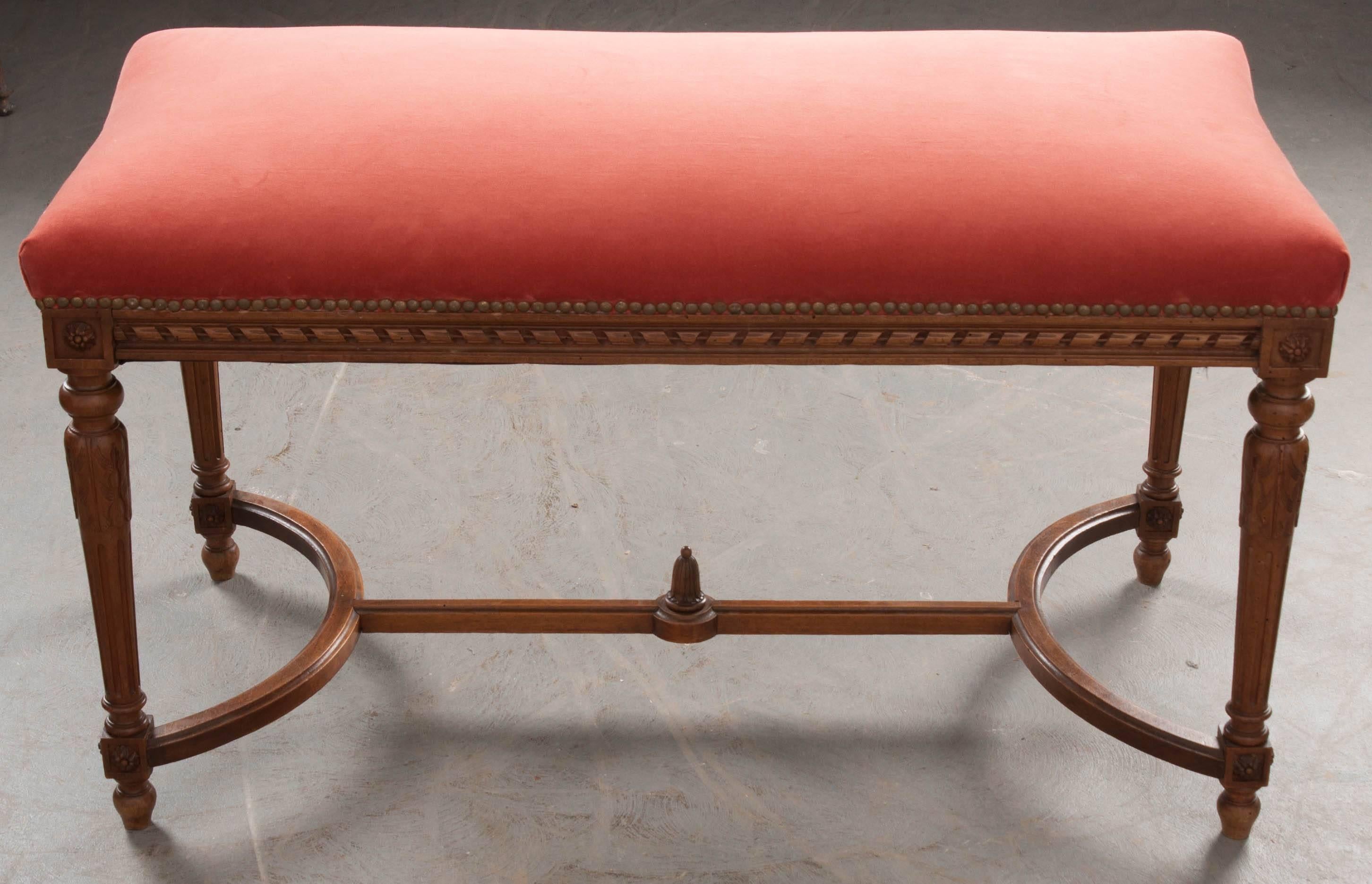 French 19th Century Louis XVI Upholstered Walnut Bench at 1stDibs ...