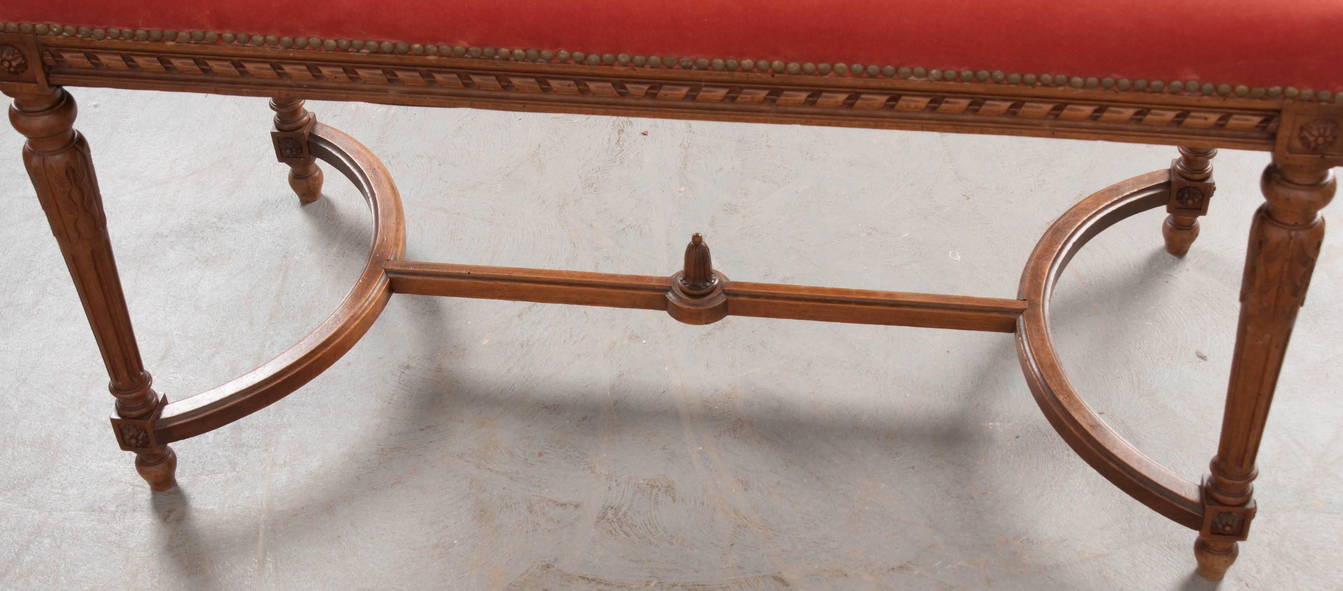 French 19th Century Louis XVI Upholstered Walnut Bench at 1stDibs ...