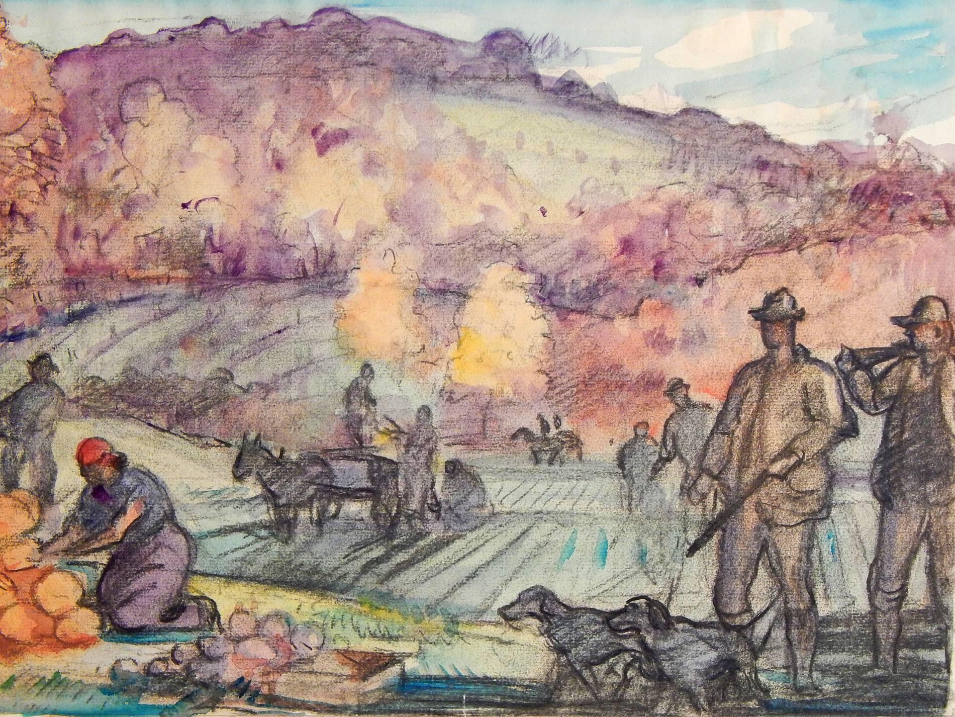 "Autumn in Lexington, " Color-Drenched Drawing for "Four Seasons" Mural ...