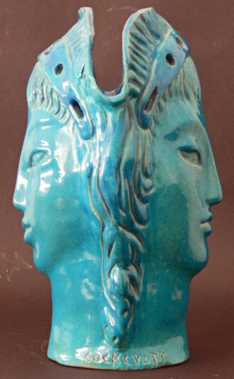 "Hebe," Remarkable Art Deco Double Head Vase by Edith Cockcroft at 1stDibs