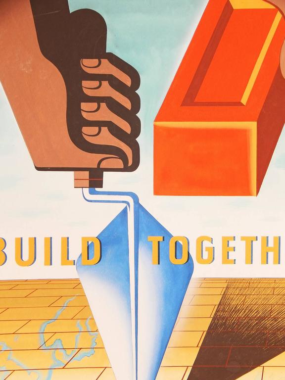 "Build Together," Important 1950 Painting for Marshall Plan Poster ...