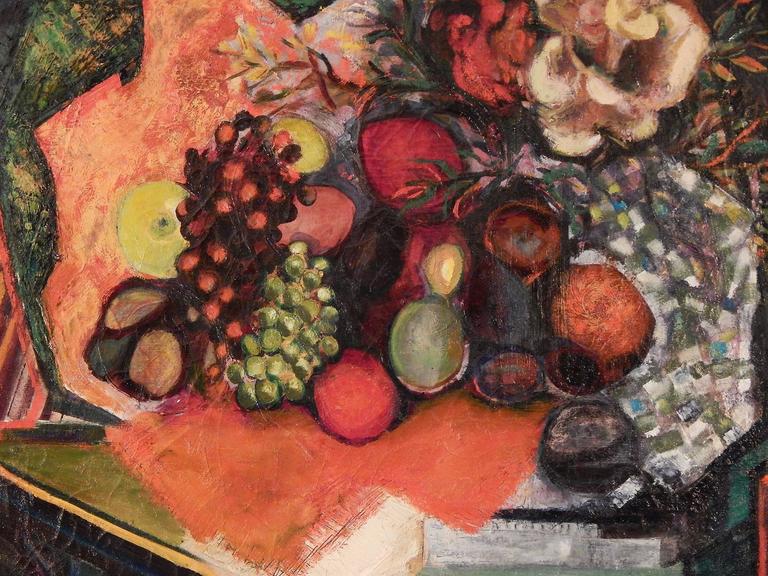 "Table with Fruit, " Vivid Cubist Still Live in Oranges and Greens For ...