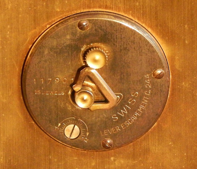 Art Deco Swiss Clock with Aquatic Motif, Enameled Face by Imhof at 1stDibs