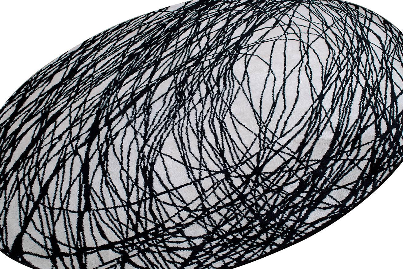 Modern Black and White 'Spin' Oval Rug at 1stDibs | modern oval rugs ...