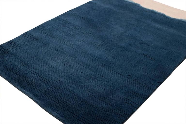 Natural Ombre Dip-Dyed Indigo Wool Small Rug at 1stDibs