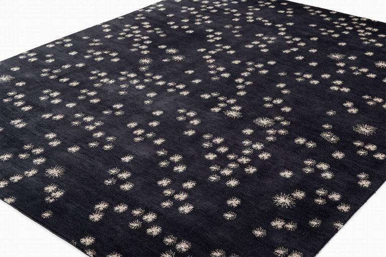 Midnight Blue Silk And Wool Modern Asterisk Rug By CARINI 8x10 For Sale ...