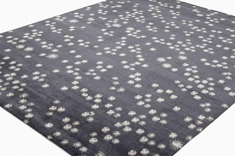 Midnight Blue Silk And Wool Modern Asterisk Rug By CARINI 8x10 For Sale ...