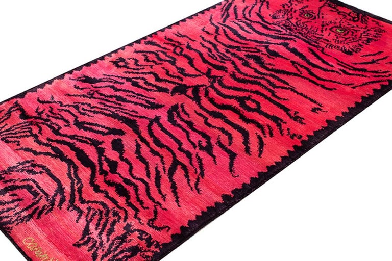Pink Silk Tiger Area Rug For Sale at 1stDibs | pink tiger rug ...