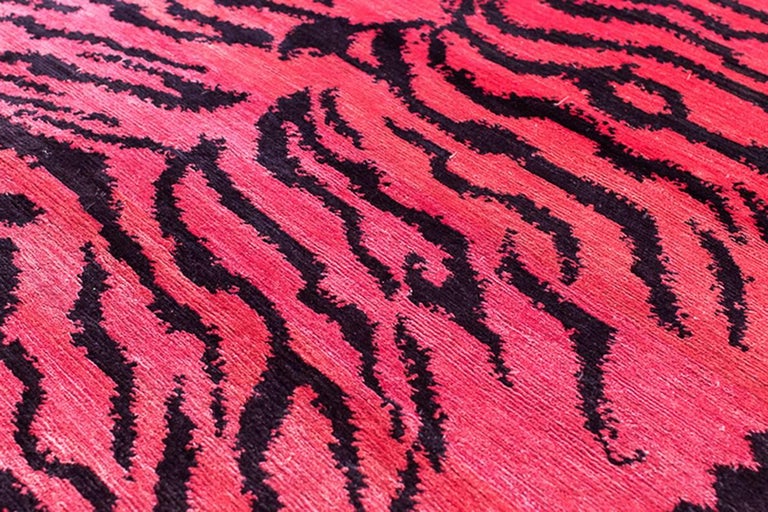 Pink Silk Tiger Area Rug For Sale at 1stDibs | pink tiger rug ...