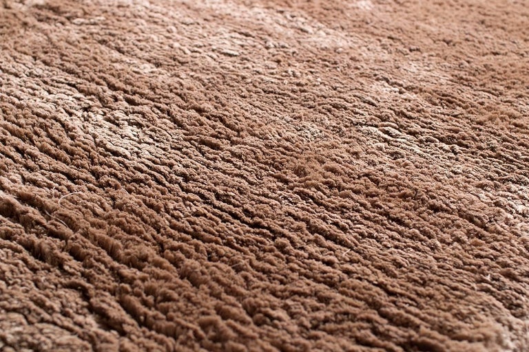 Square Silk Shag Area Rug in Coffee or Bronze Color For Sale at 1stDibs