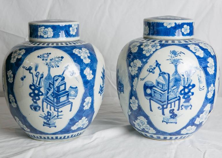 Blue and White Ginger Jars Pair of Antique Chinese at 1stDibs | antique ...
