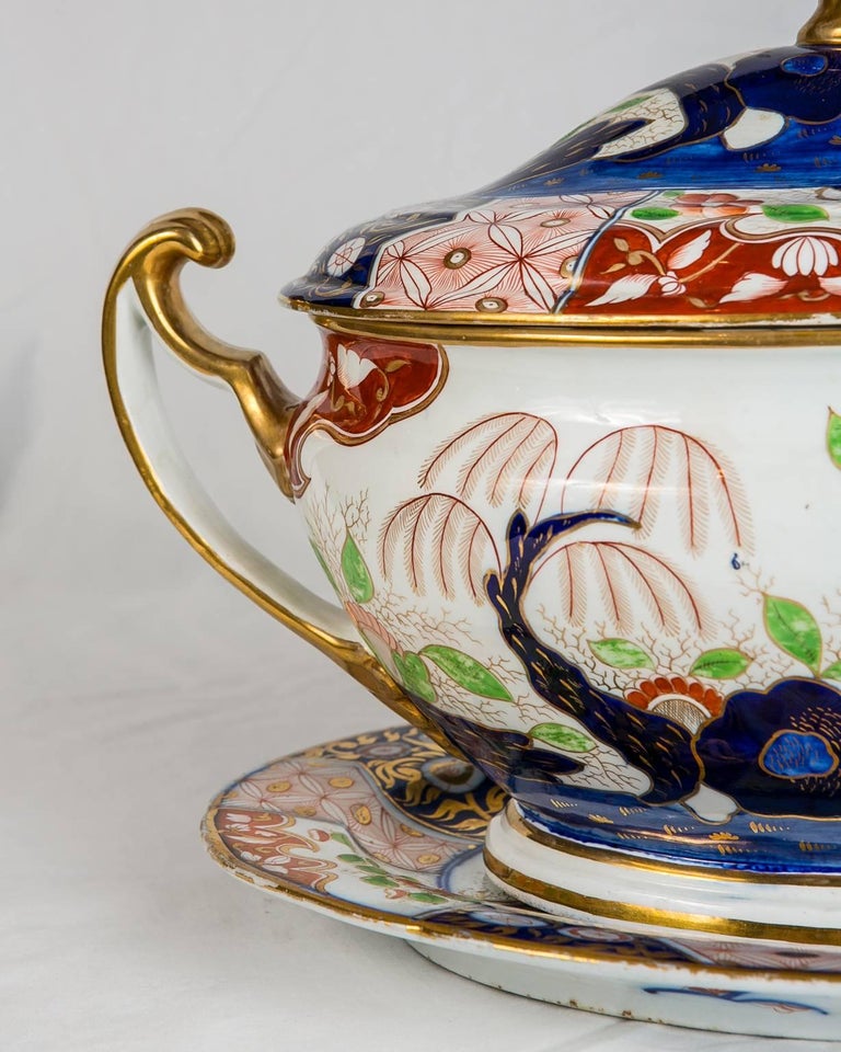 Antique Porcelain Soup Tureen "Rock and Tree" Pattern at 1stDibs