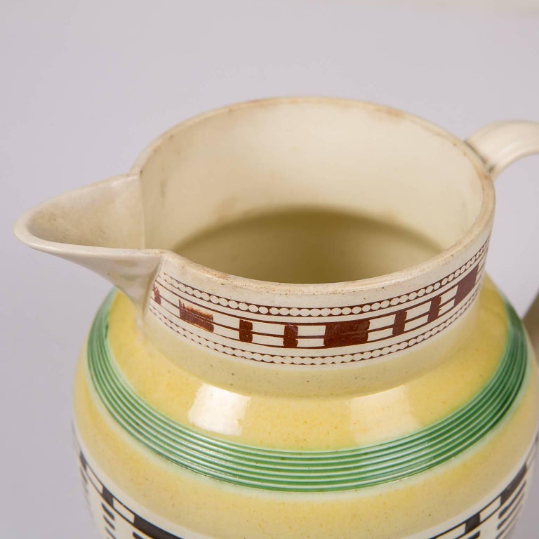 Mocha Ware Jug Yellow Banded Pitcher at 1stDibs