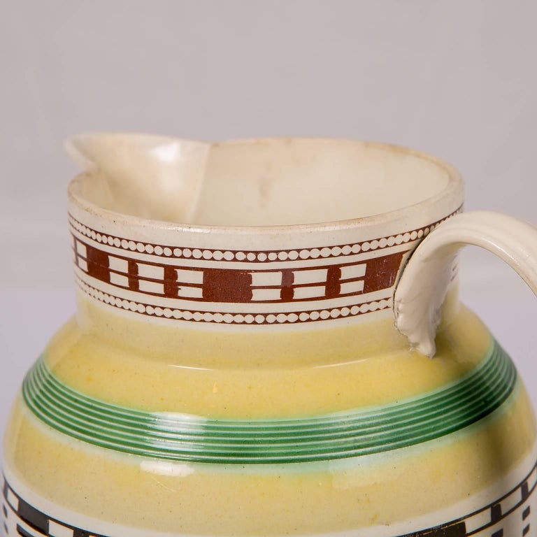 Mocha Ware Jug Yellow Banded Pitcher at 1stDibs