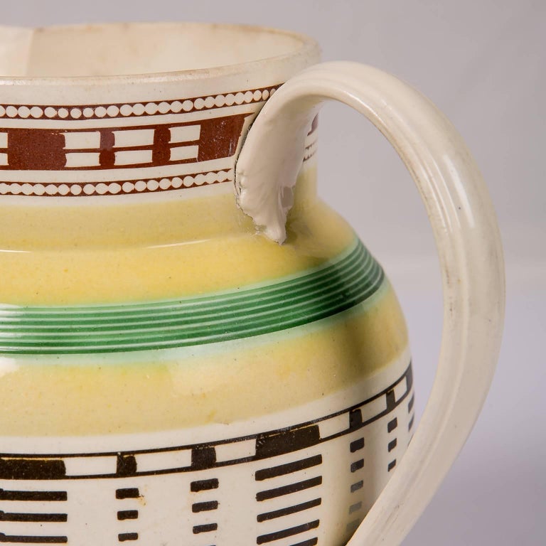 Mocha Ware Jug Yellow Banded Pitcher at 1stDibs