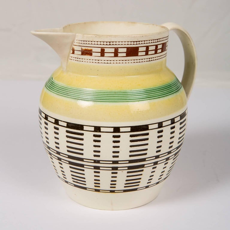Mocha Ware Jug Yellow Banded Pitcher at 1stDibs