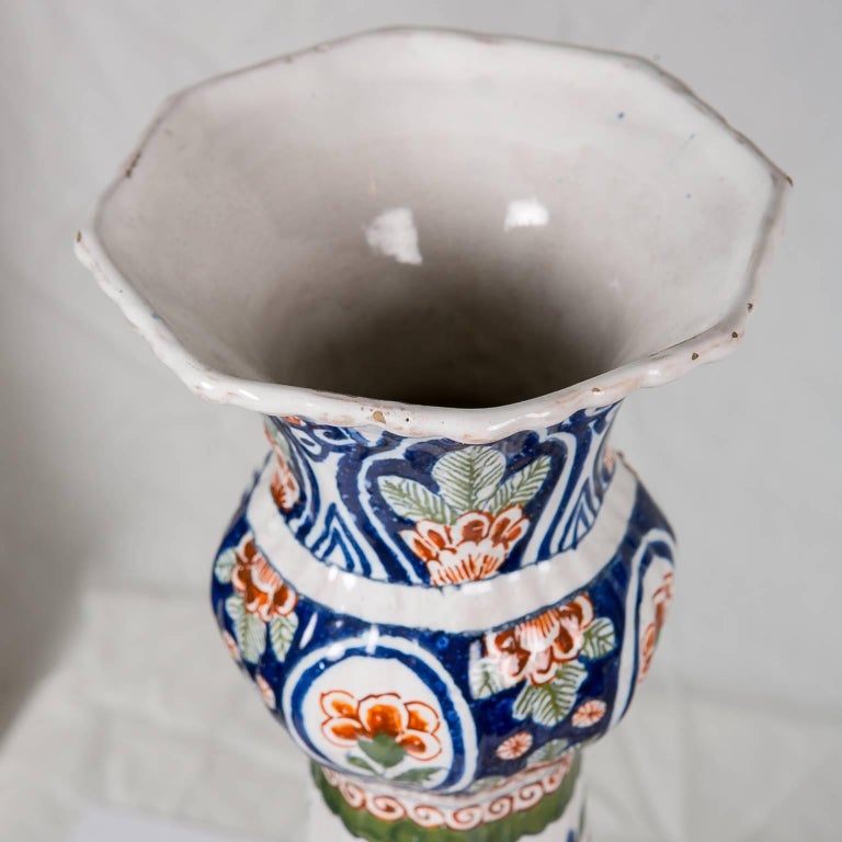 Dutch Delft Polychrome Vases A Pair at 1stDibs