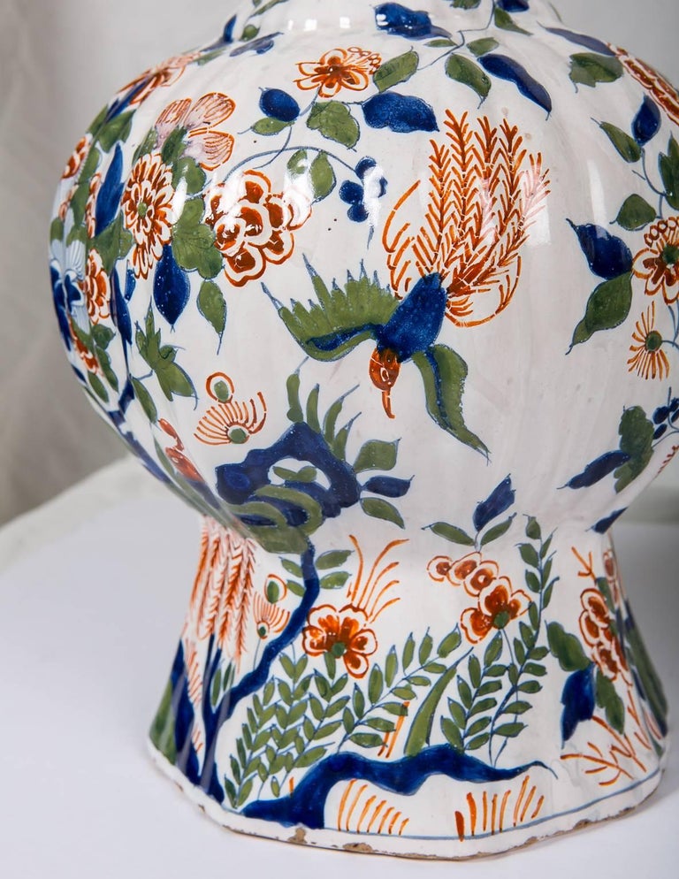 Dutch Delft Polychrome Vases A Pair at 1stDibs