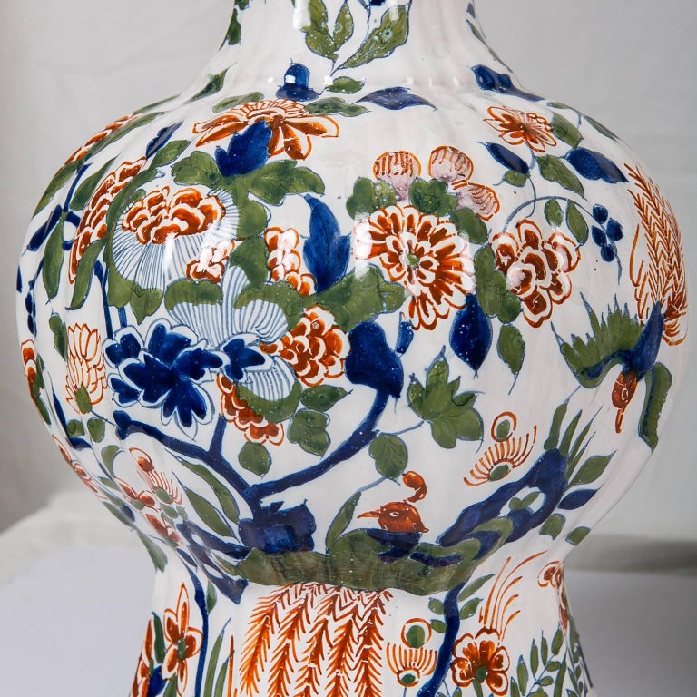 Dutch Delft Polychrome Vases A Pair at 1stDibs
