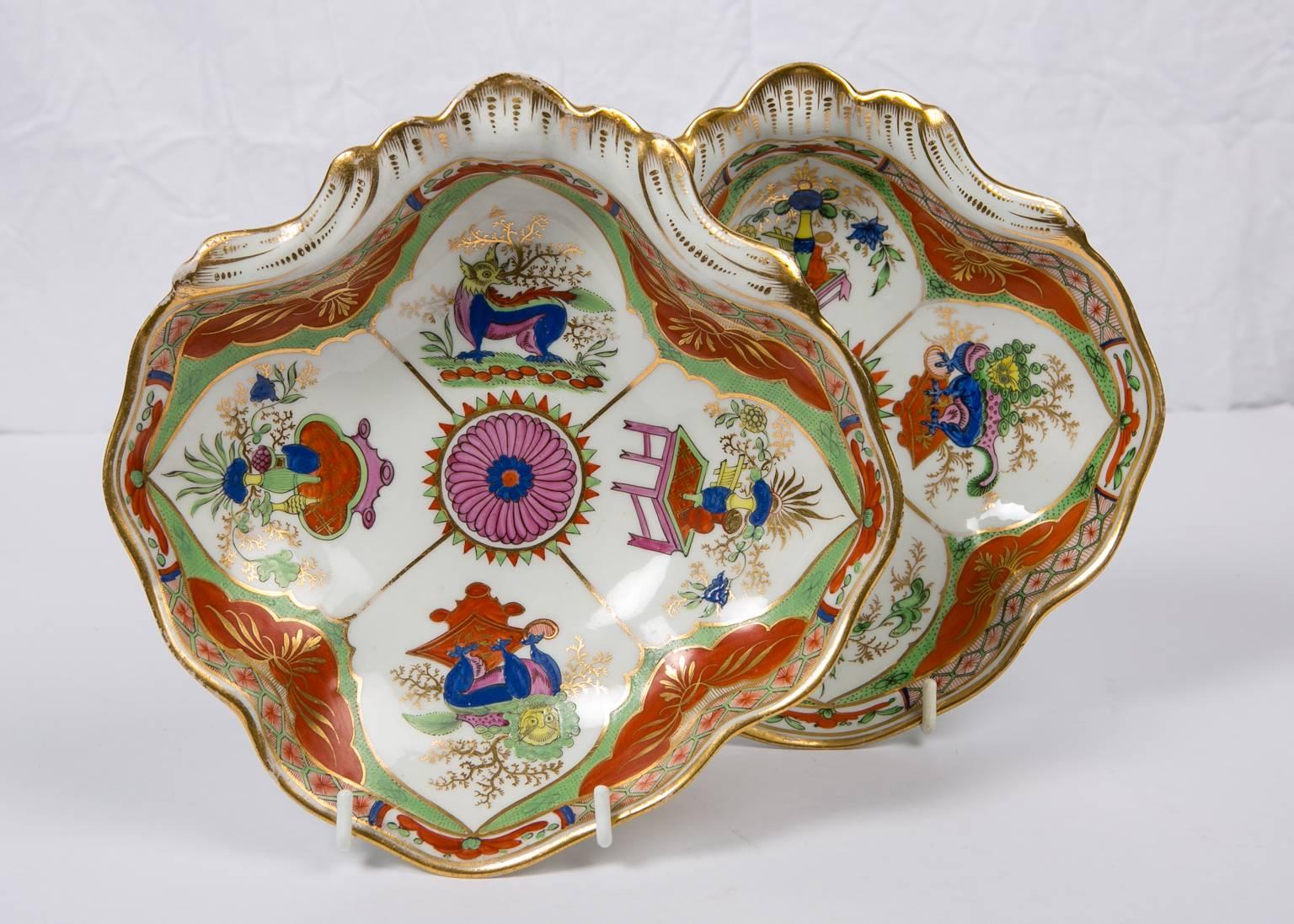 Worcester Bengal Tiger a Pair of Shell Shaped Dishes at 1stDibs
