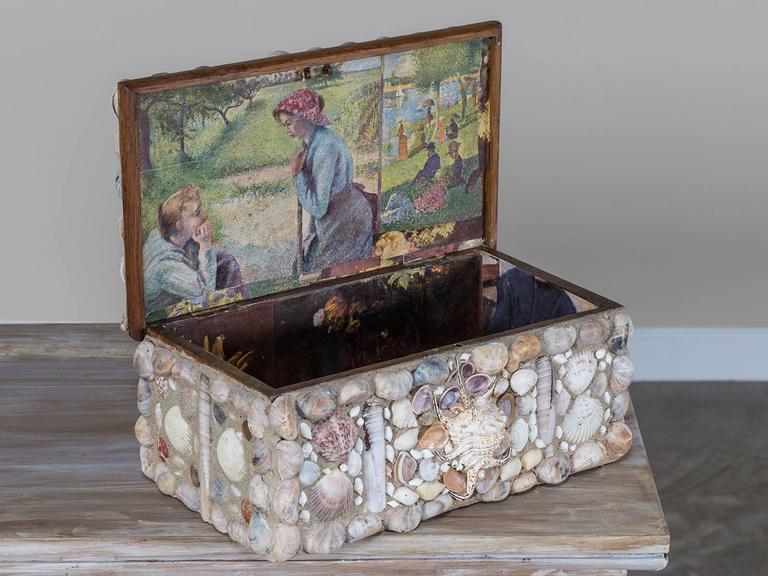 Vintage French Shell Decorated Box, circa 1940 at 1stDibs