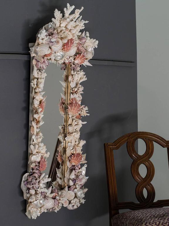 Sea Shell Mirror of Rectangular Shape with Nautilis and Scallop at 1stDibs