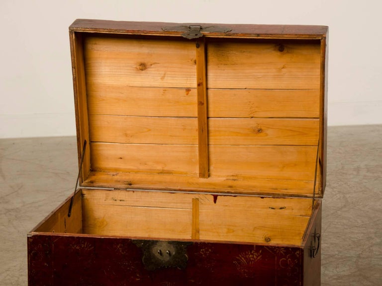Antique Chinese Red Lacquer Gilded Trunk Kuang Hsu Period, circa 1875 ...