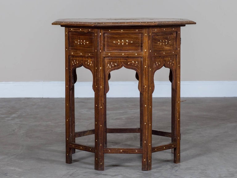 Antique Hoshiapur Inlaid Octagonal Indian Walnut Table, circa 1890 at ...