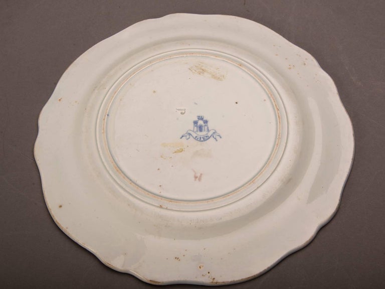Three Antique French Gien Hand-Painted with Scallop Edge Plates, circa ...