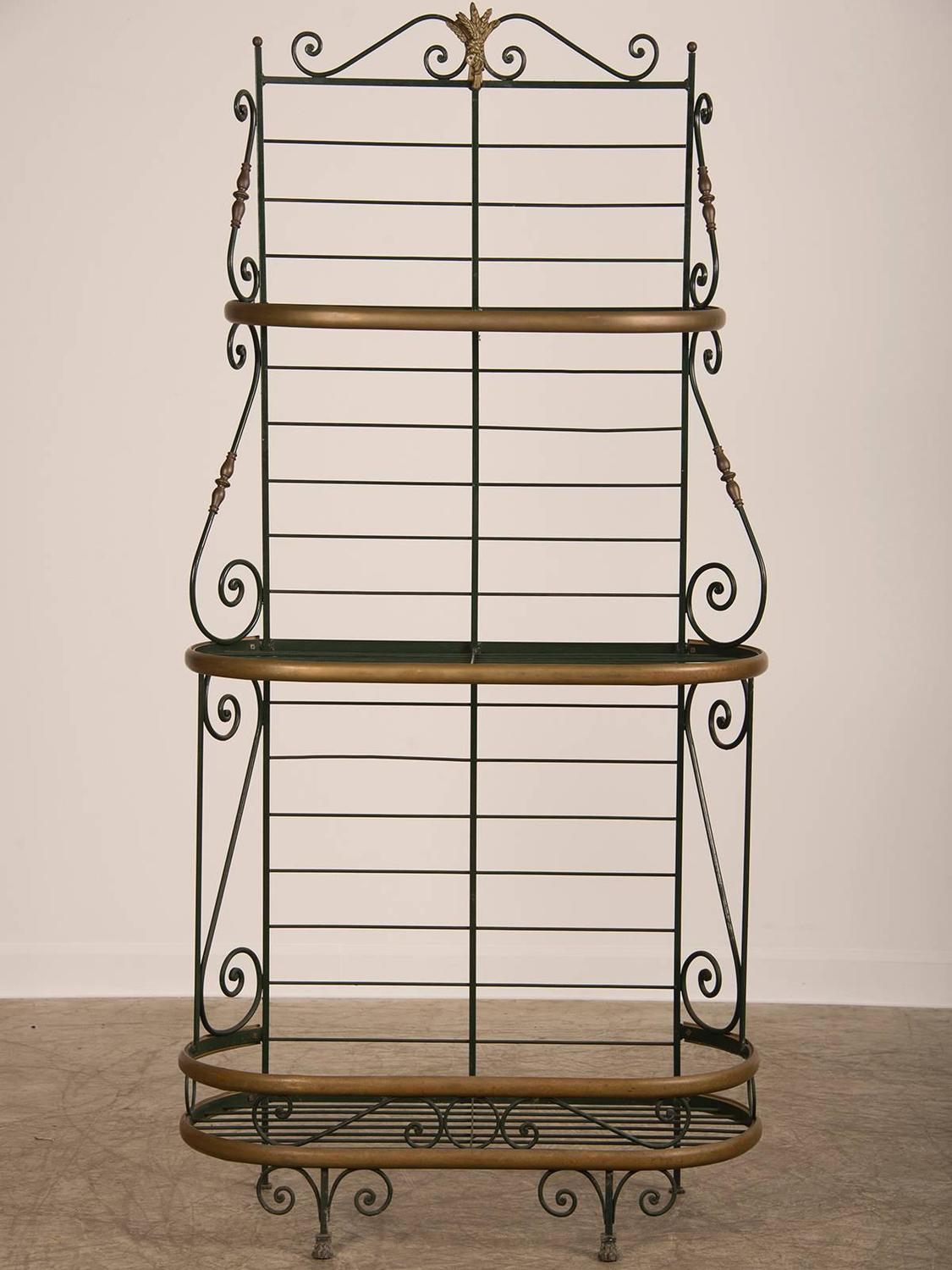 Vintage French Iron and Brass Baker's Rack, circa 1920 at 1stdibs