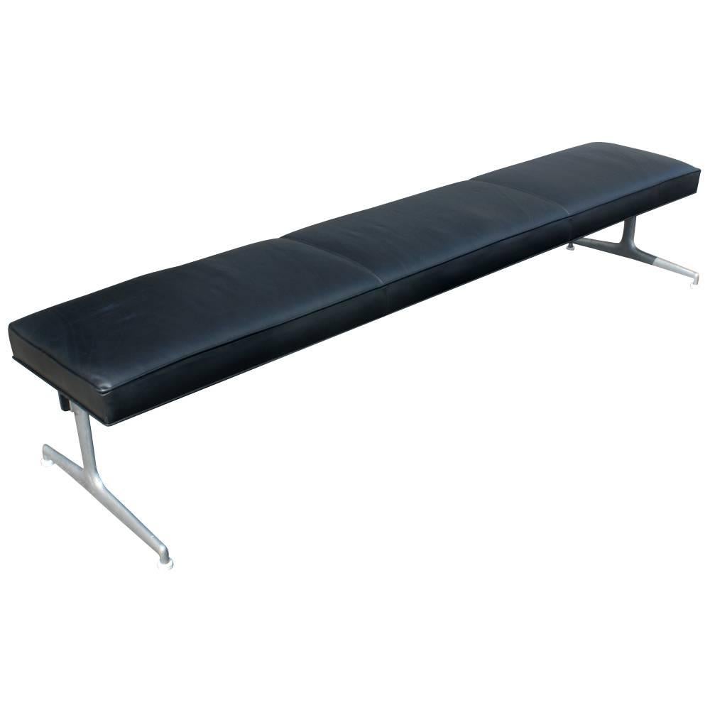 Herman Miller Leather Aluminum Nelson Bench at 1stDibs