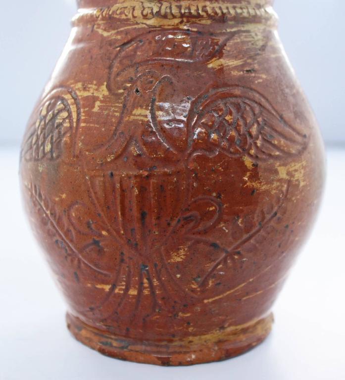 Glazed Redware Pitcher with Incised Federal Eagle Attributed to Jacob ...
