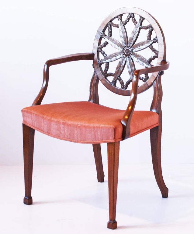 Pair of George III Mahogany Elbow Chairs in the Manner of Robert Adam ...