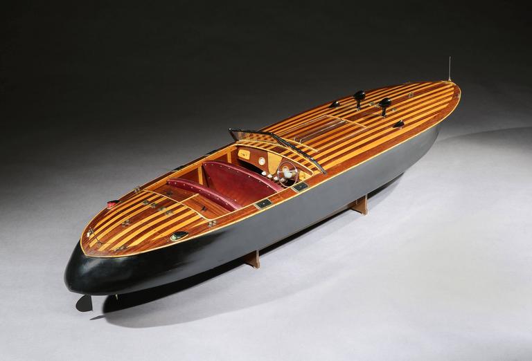 Large builder's model of Art Deco motor launch 'Duke' at 1stDibs