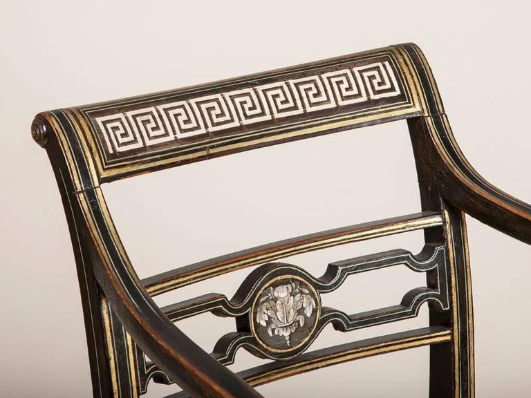 A Regency Black Painted Elbow Chair at 1stDibs