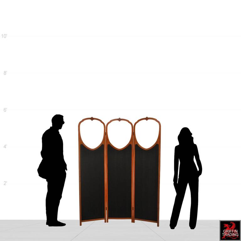 Antique English Satinwood Three-Panel Screen with Beveled Glass For ...