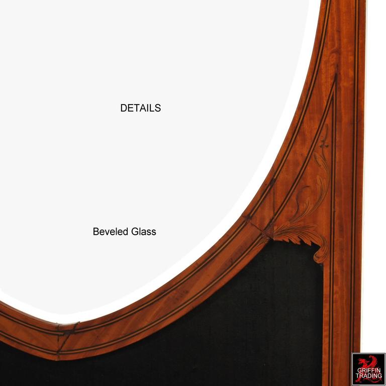 Antique English Satinwood Three-Panel Screen with Beveled Glass For ...