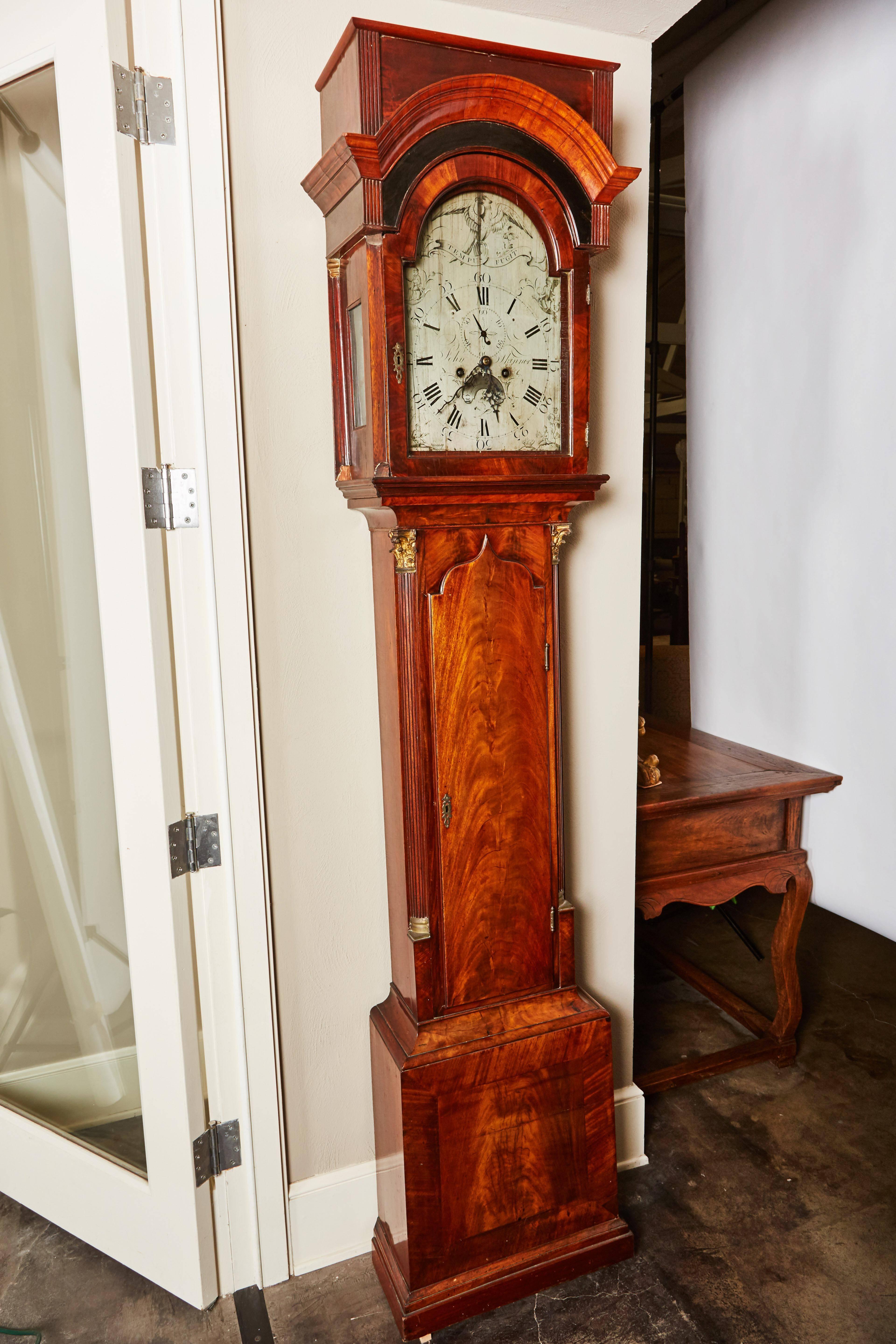 18th Century Mahogany English Flat Top Grandfather Clock by John ...