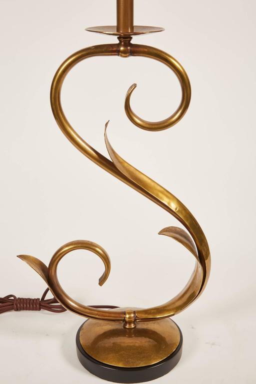 20th Century American Brass Scroll Table Lamp For Sale at 1stDibs