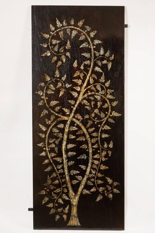 Pair of Rosewood Inlaid "Tree of Life" Panels at 1stDibs